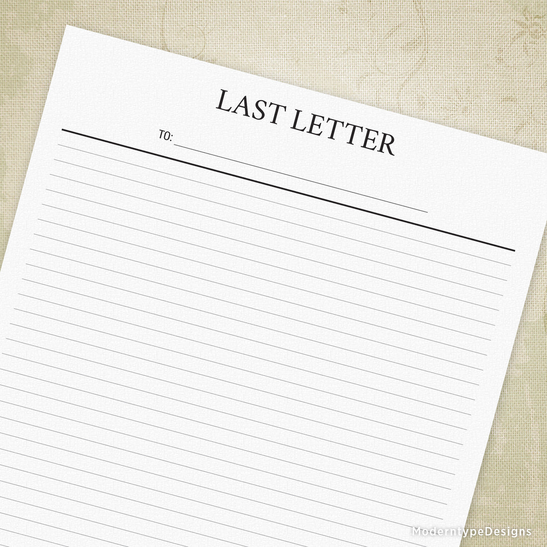 Blank Last Letter Printable - End of Life