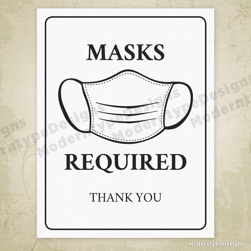 Masks Required Printable Sign