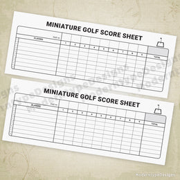 Miniature Golf Scoring Sheet Printable, 1-9 Holes