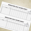 Miniature Golf Scoring Sheet Printable, 1-9 Holes