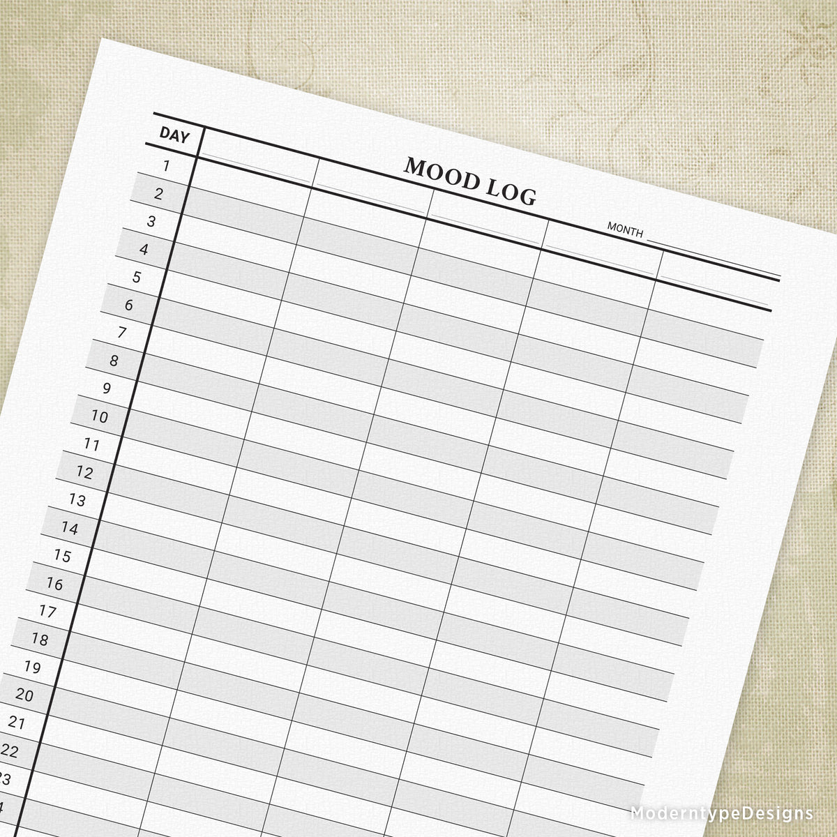 Mood Log Printable