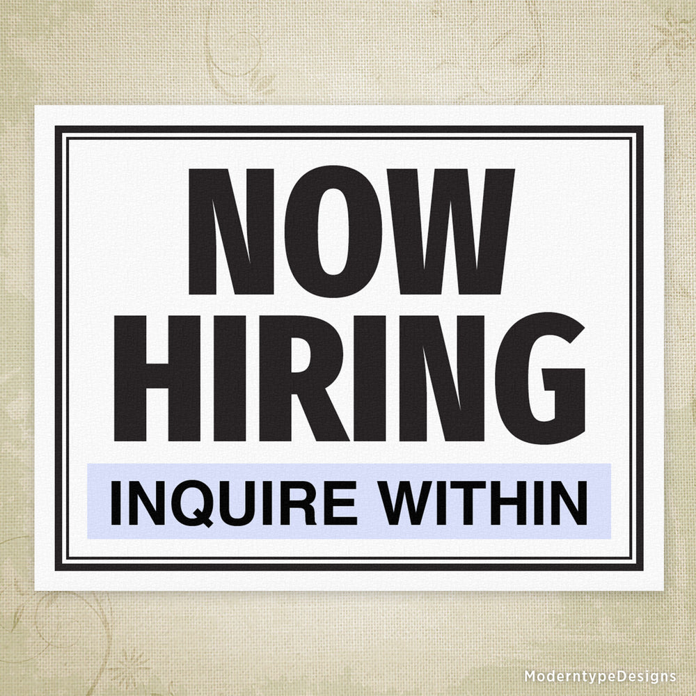 Now Hiring Printable Sign, Editable