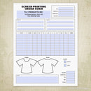 Screen Printing Order Form Printable, Editable, #2