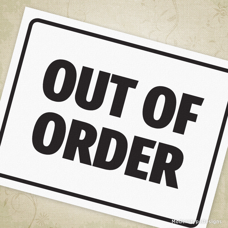 Out of Order Printable Sign