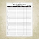 Daycare Sign In and Out Printable Form, Editable