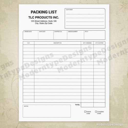 Packing List Printable Form, Editable, #3