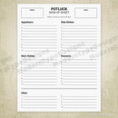 Potluck Dish Sign Up Sheet Printable