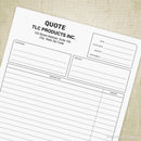 Price Quote Printable Form with Lines, Personalized