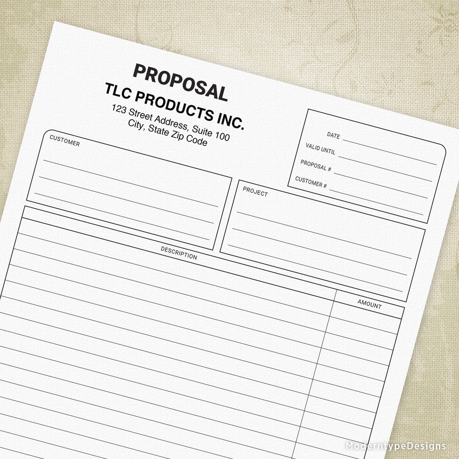 Proposal Printable Form with Lines, Editable, #3