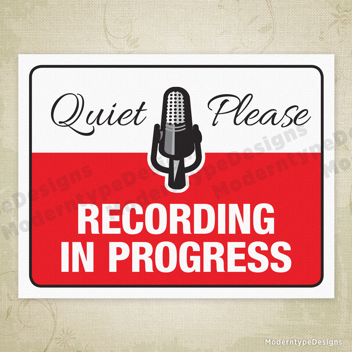 Recording in Progress Printable Signs