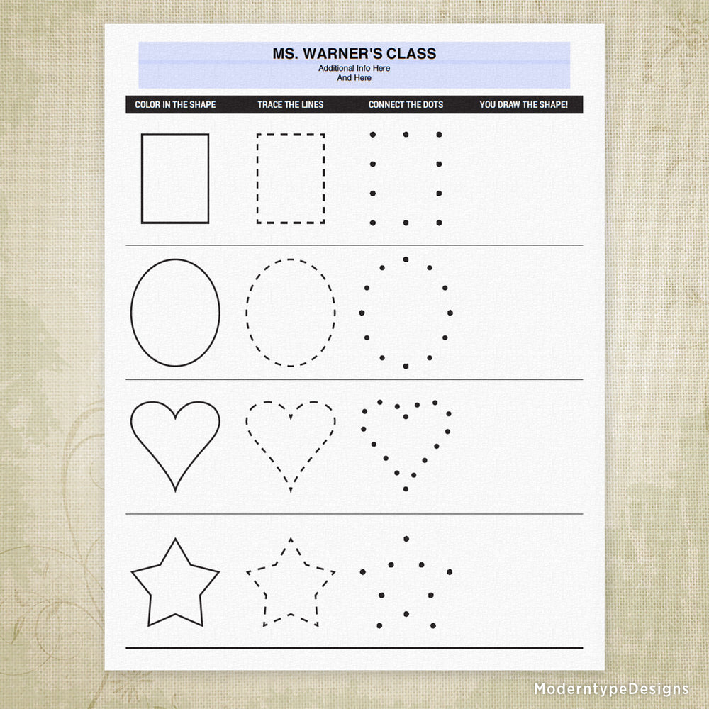 Shape Coloring & Drawing Printable, Personalized