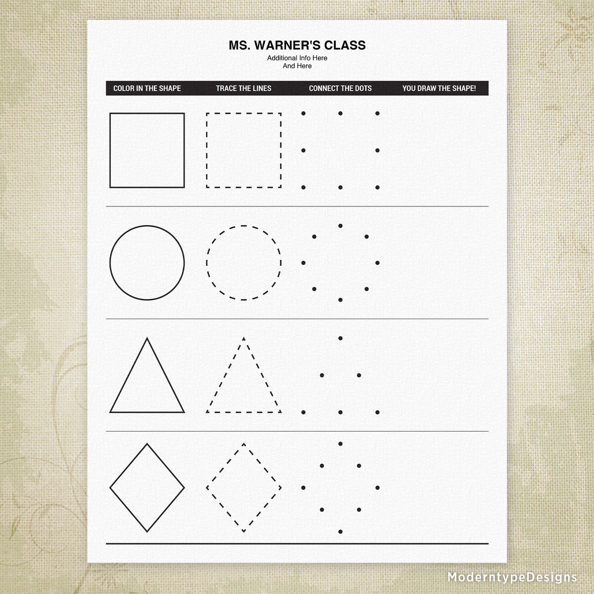 Shape Coloring & Drawing Printable, Personalized