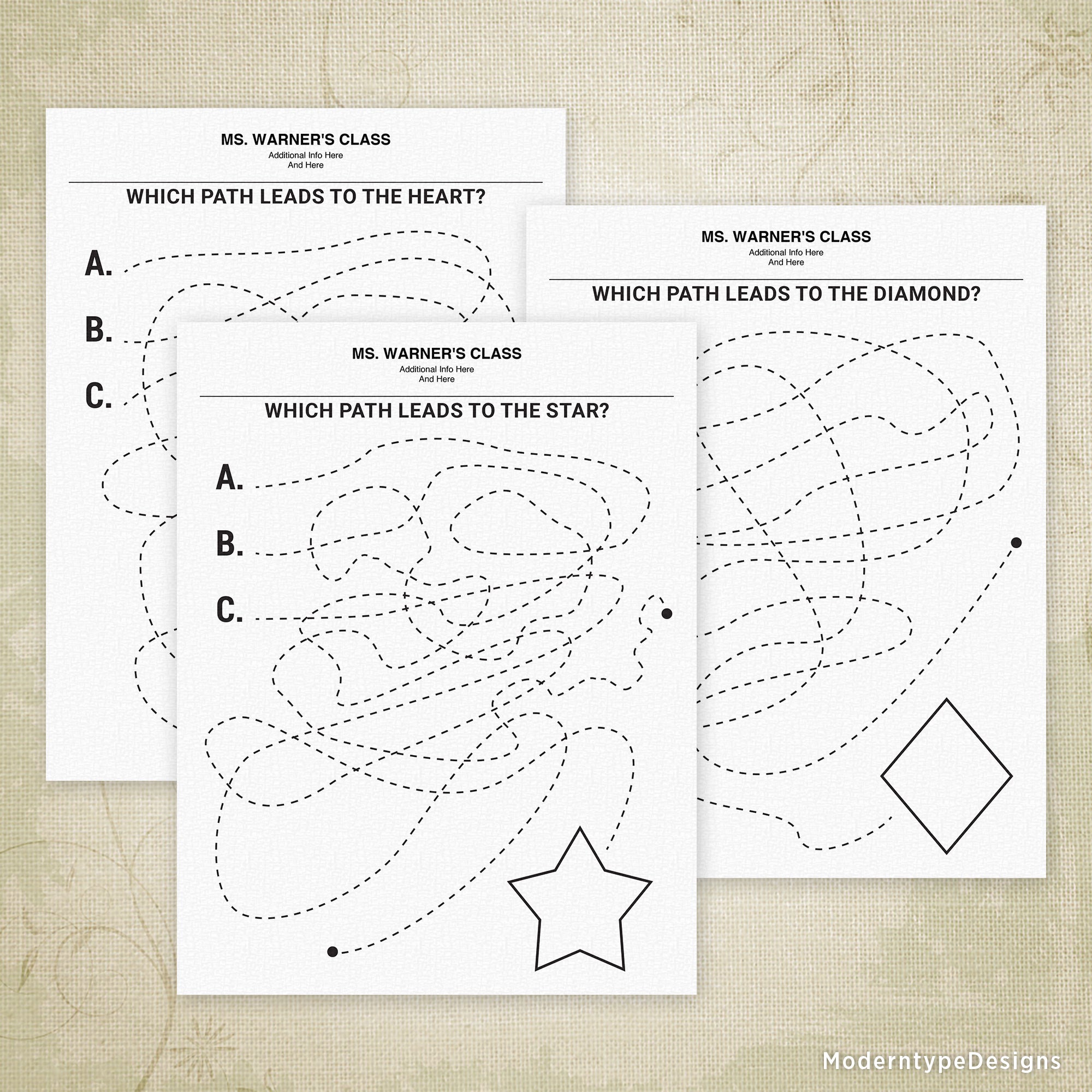 Find the Path to the Shape Printable, Personalized