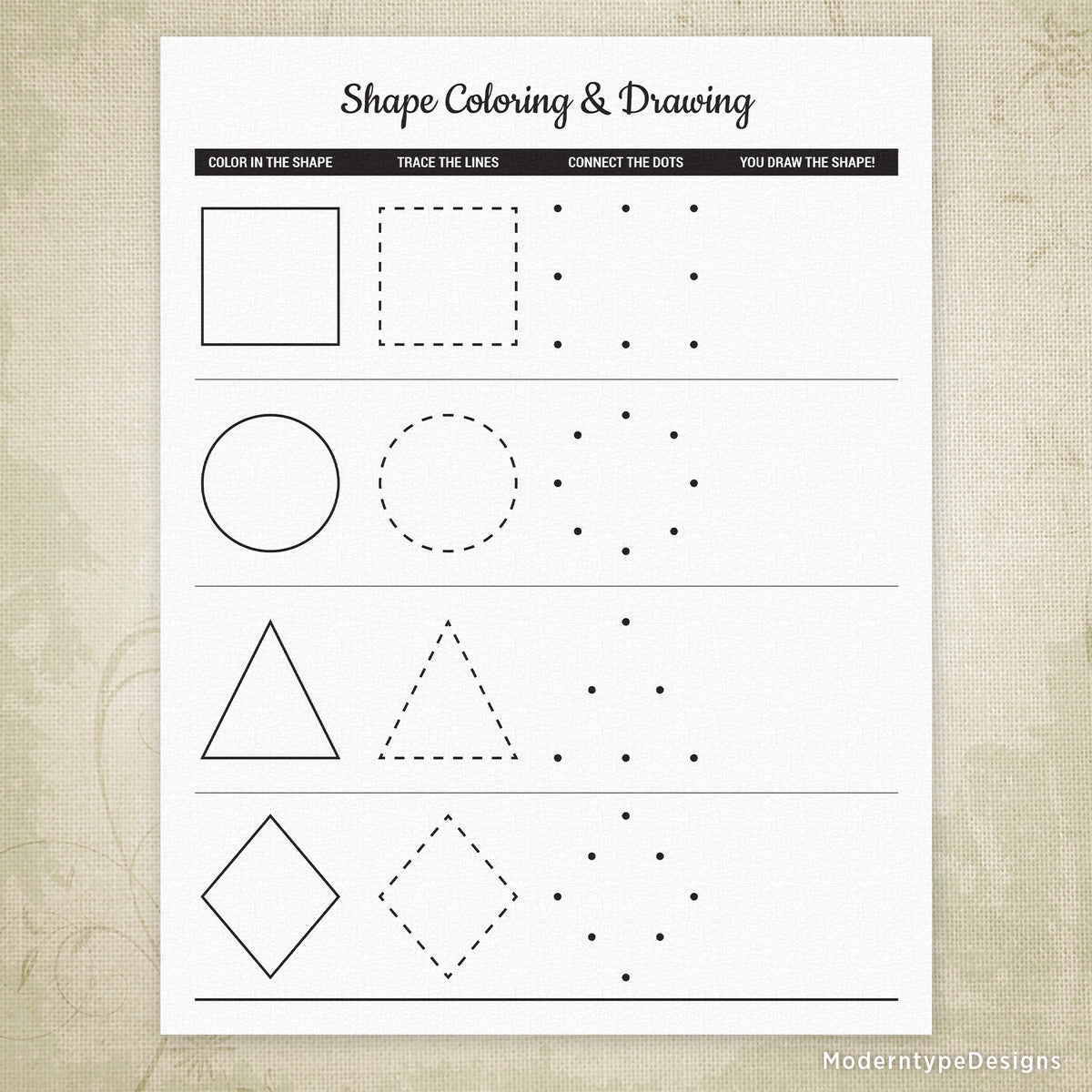 Shape Coloring & Drawing Printable