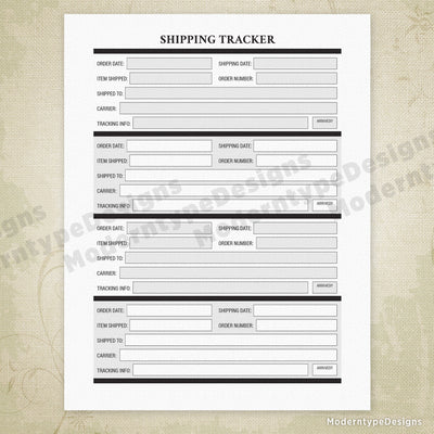 Shipping Tracker Log Printable Form