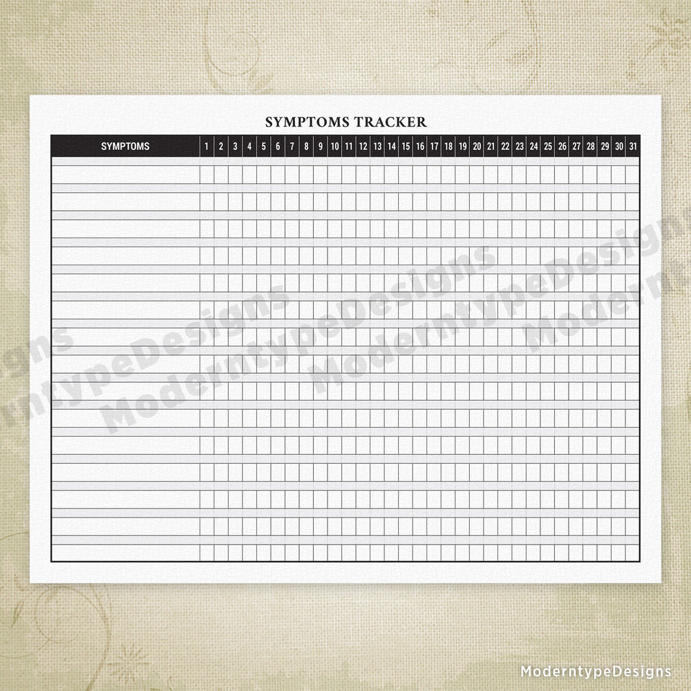 Symptoms Tracker Printable Form