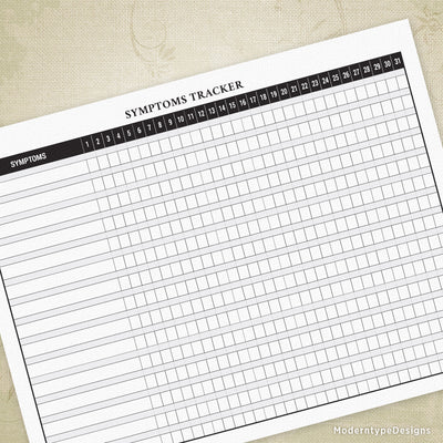 Symptoms Tracker Printable Form