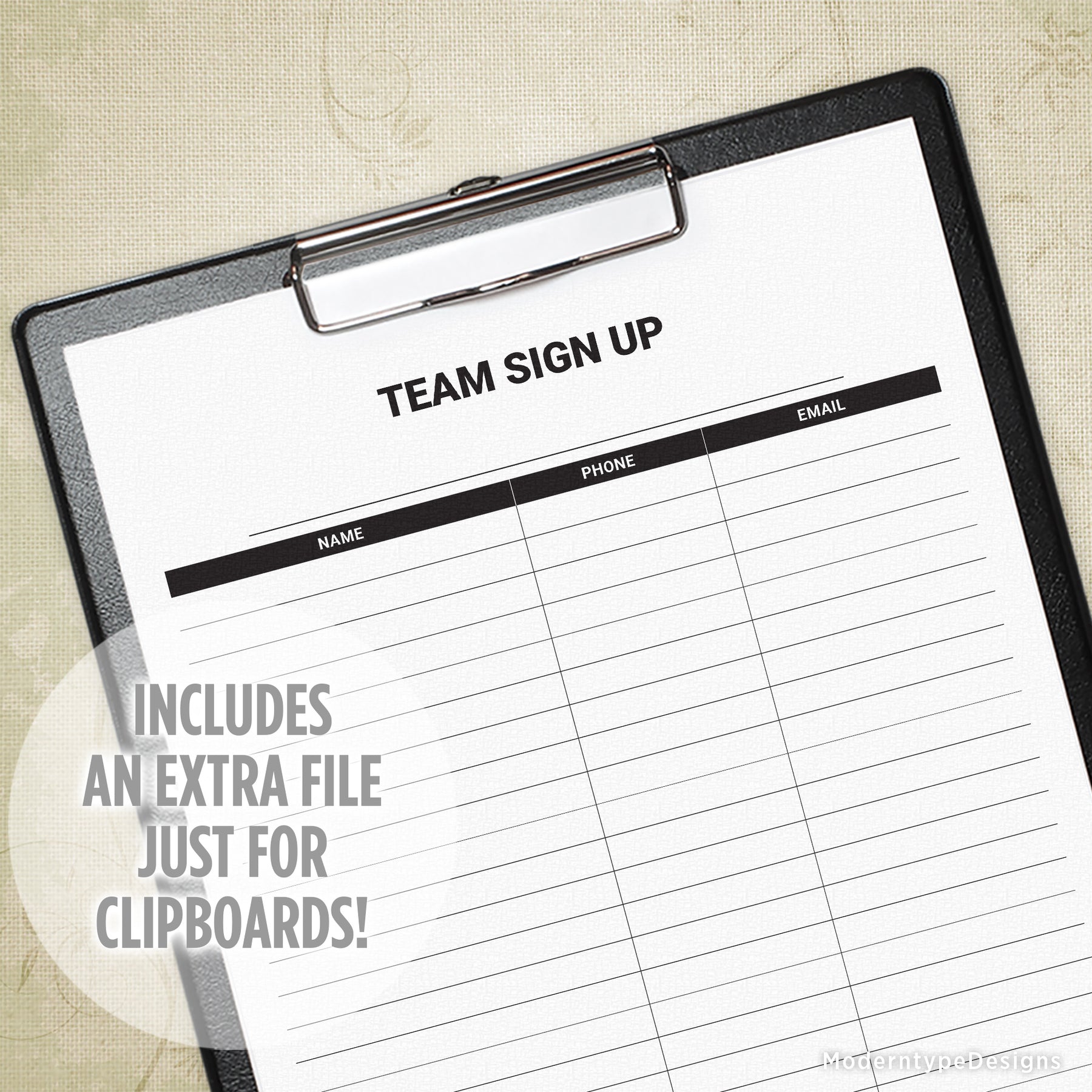 Team Sign Up Printable