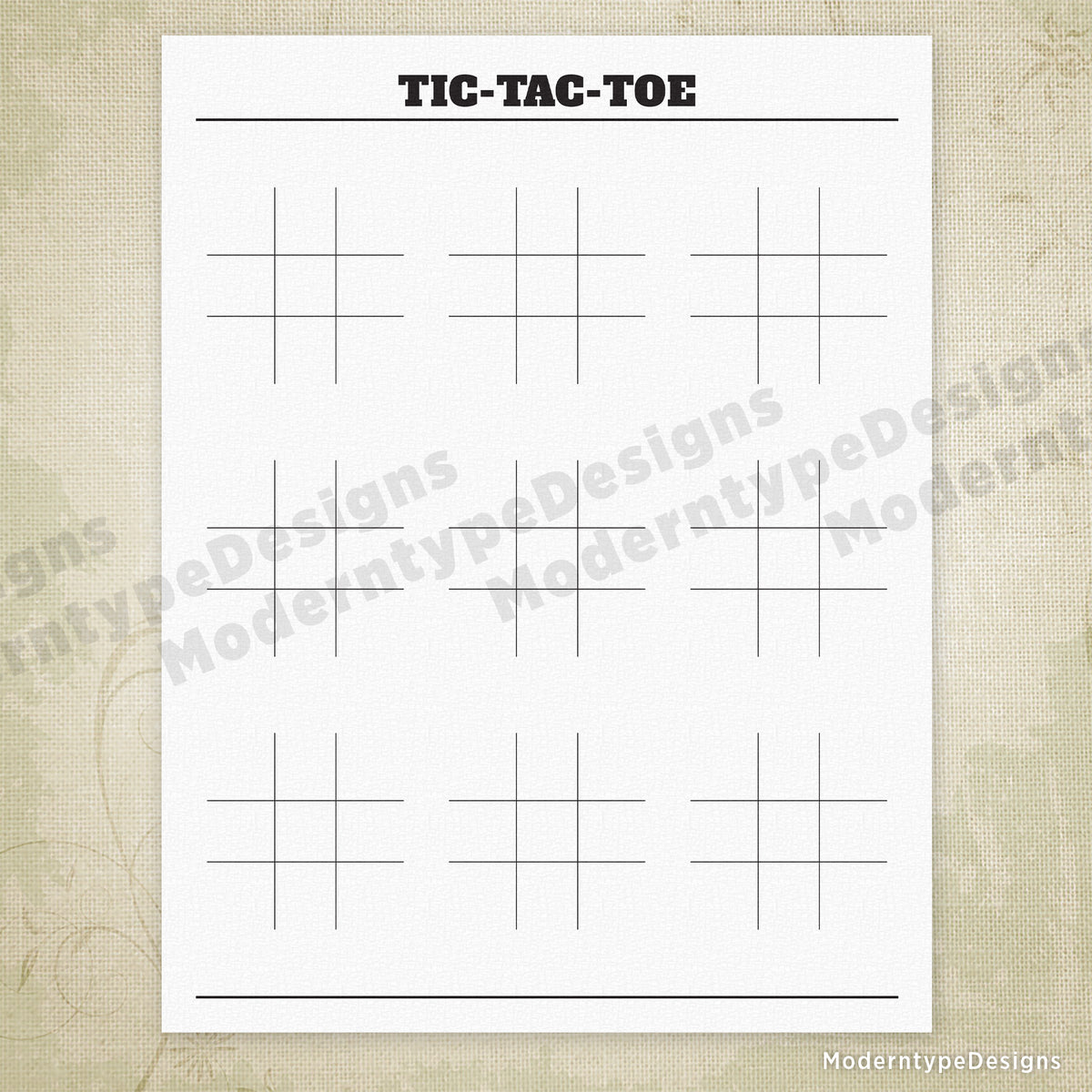 Tic-Tac-Toe Printable, 6 Games
