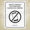 Don't Forget To Turn Off Your Cell Phone Printable Sign
