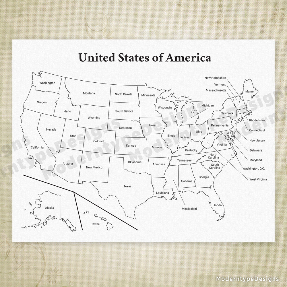 USA Printable Map, United States of America