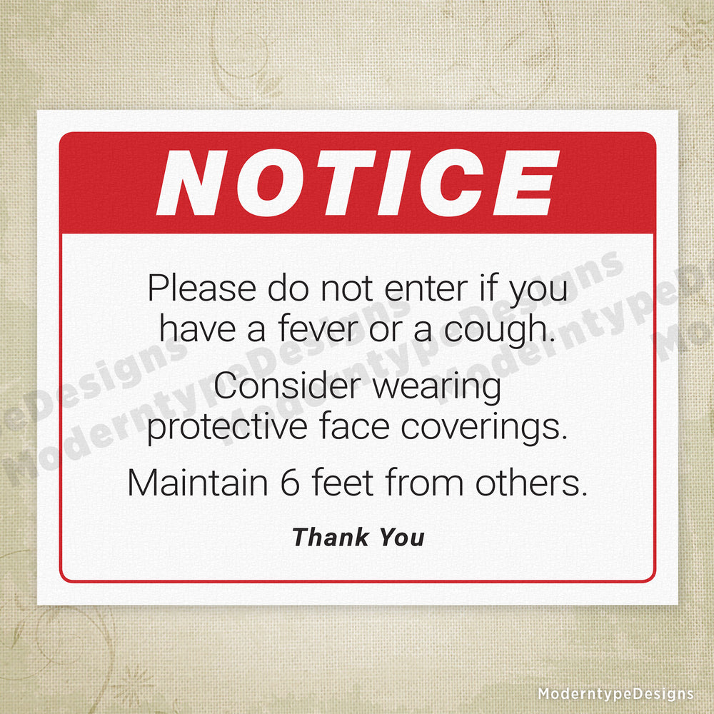 Notice to Visitors or Customers Social Distancing Printable Sign