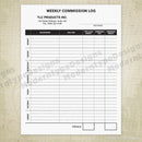 Weekly Commission Log Printable Form, Personalized